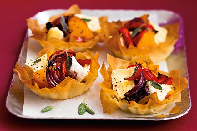 Camembert and roasted vegetable parcels